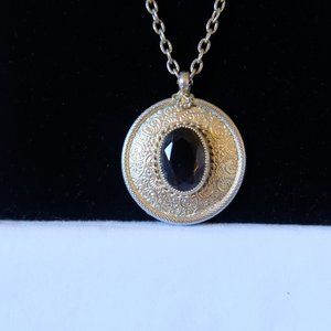 Emmons | Jewelry | Vintage Emmons Amber Colored Pendant Gold Tone ...